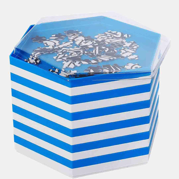 Stackable Puzzle Sorting Trays 12 Hexagonal Trays in White & Blue ... Stackable Puzzle Sorting Trays 12 Hexagonal Trays in White & Blue ...