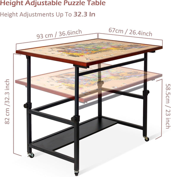Puzzle Table with Legs Angle & Height Adjustable, Tilting Table with 4 ...